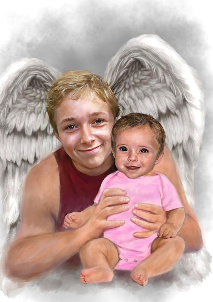 Color Portrait with Angel Wings – DRAWKING.COM - Portraits from your Photos